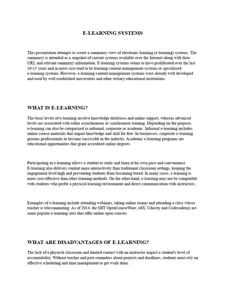 E Learning Systems | PDF