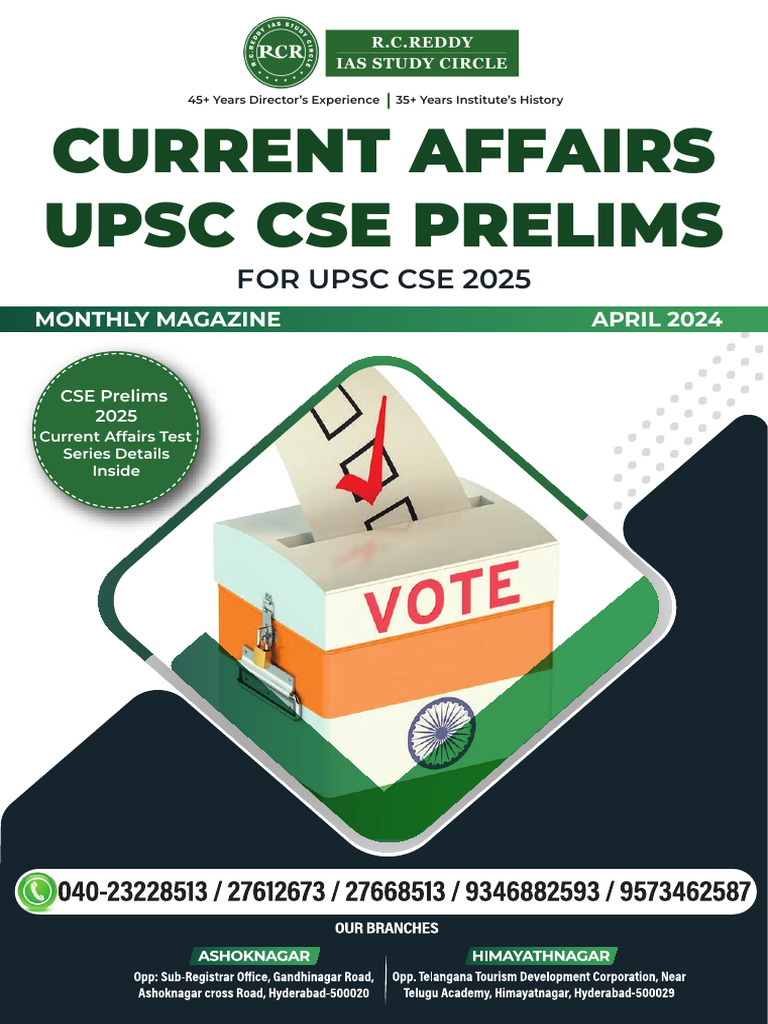 Current Affairs Upsc Cse Prelims-2025 April 2024 | PDF