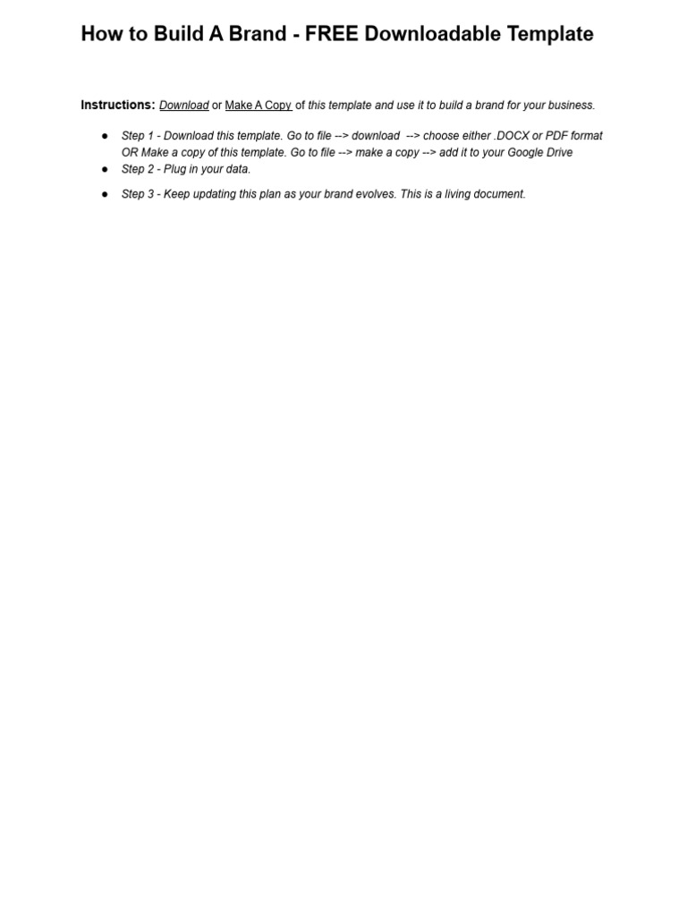 How To Build A Brand - FREE Downloadable Template | PDF