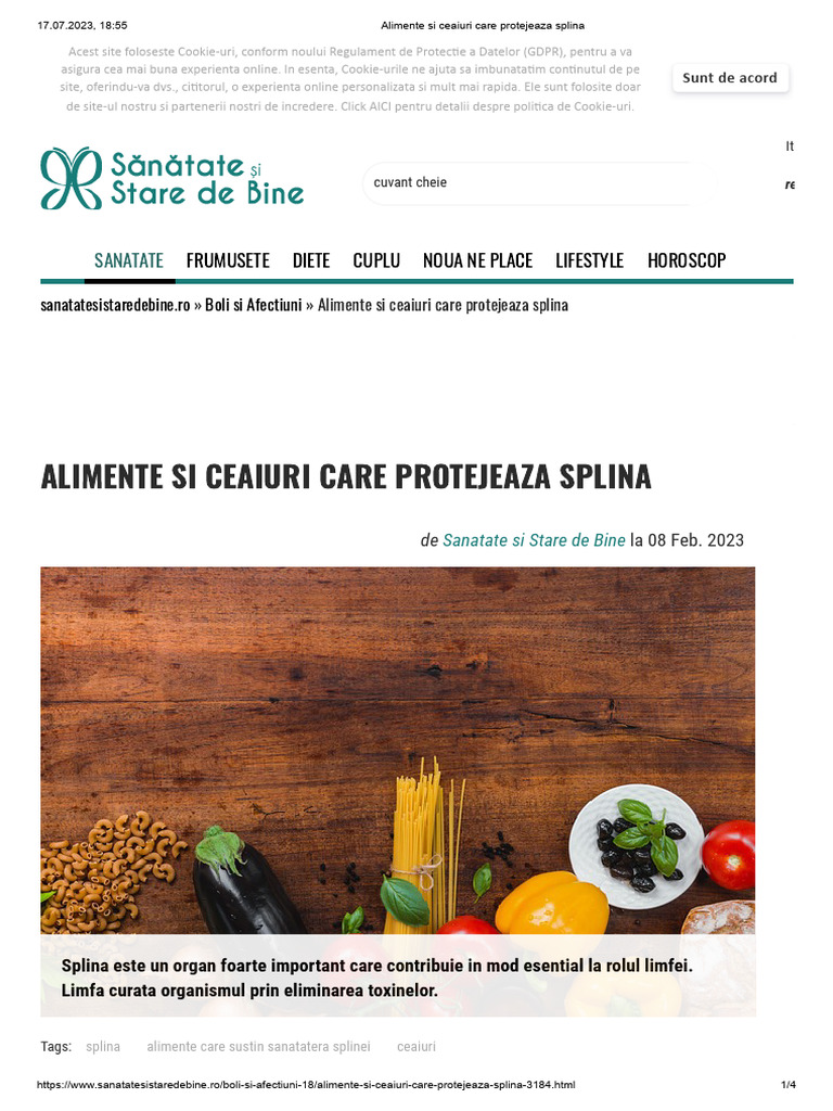 Alimente Si Ceaiuri Care Protejeaza Splina | PDF