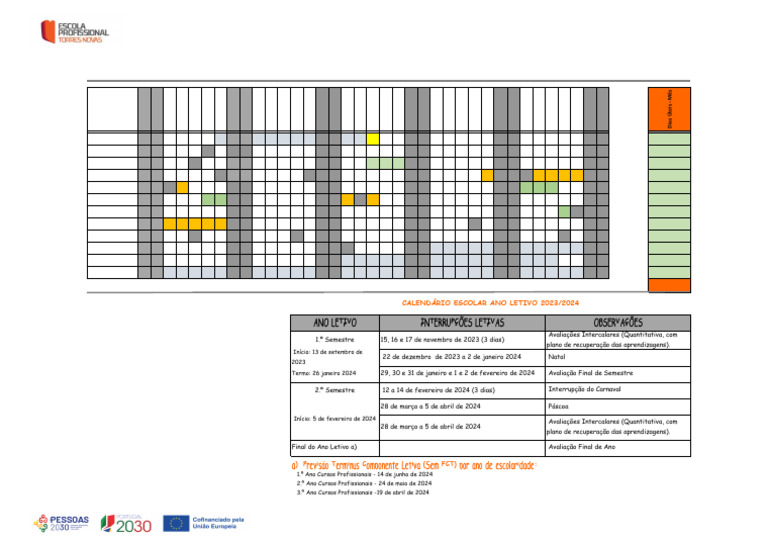 Calendário Escolar EPTN 2023 2024 | PDF