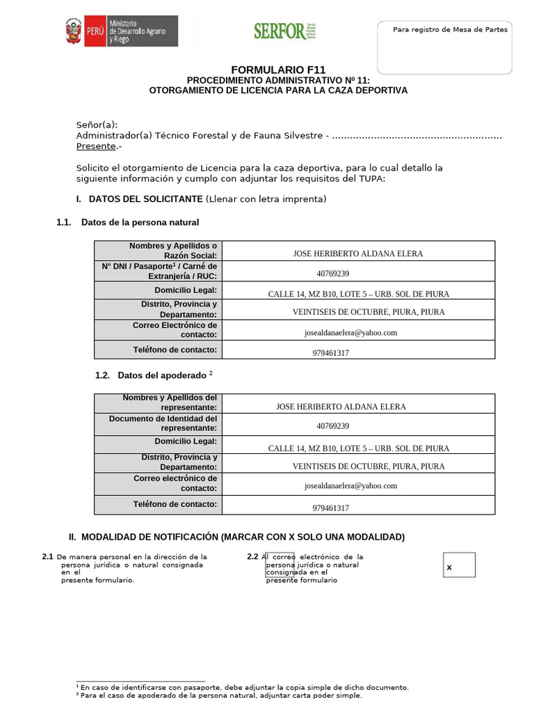 Formulario F11 | PDF