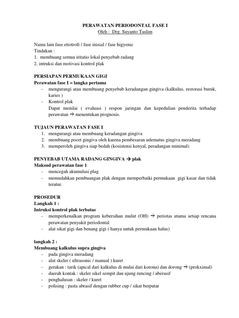 Perawatan Periodontal Fase I | PDF