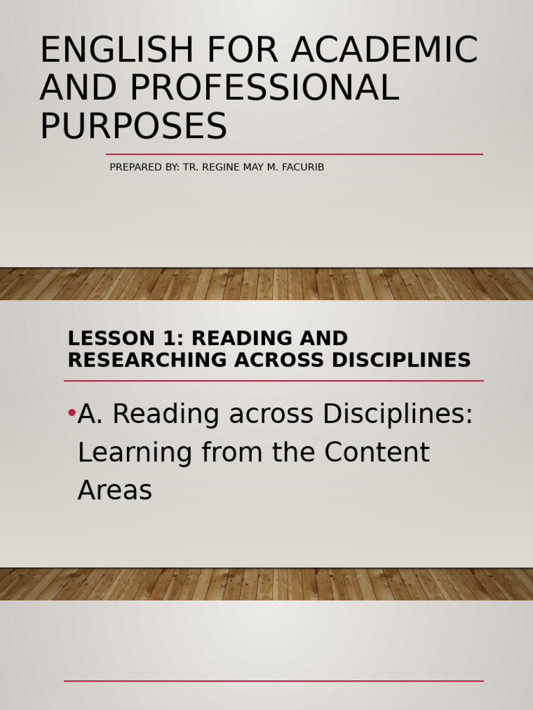 English For Academic and Professional Purposes Lesson 1 | PDF