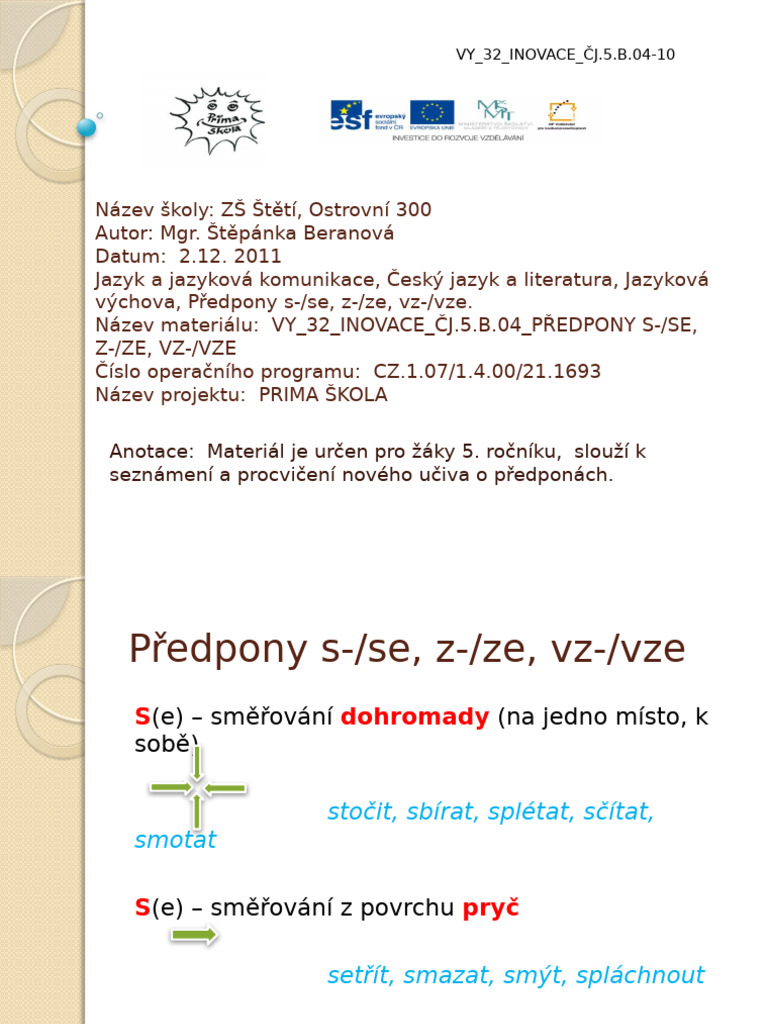 Vy 32 Inovace cj.5.b 04 Predpony | PDF