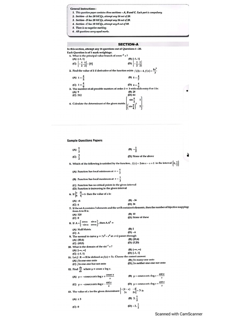 Class 12th Sample Paper 2 Practice | PDF