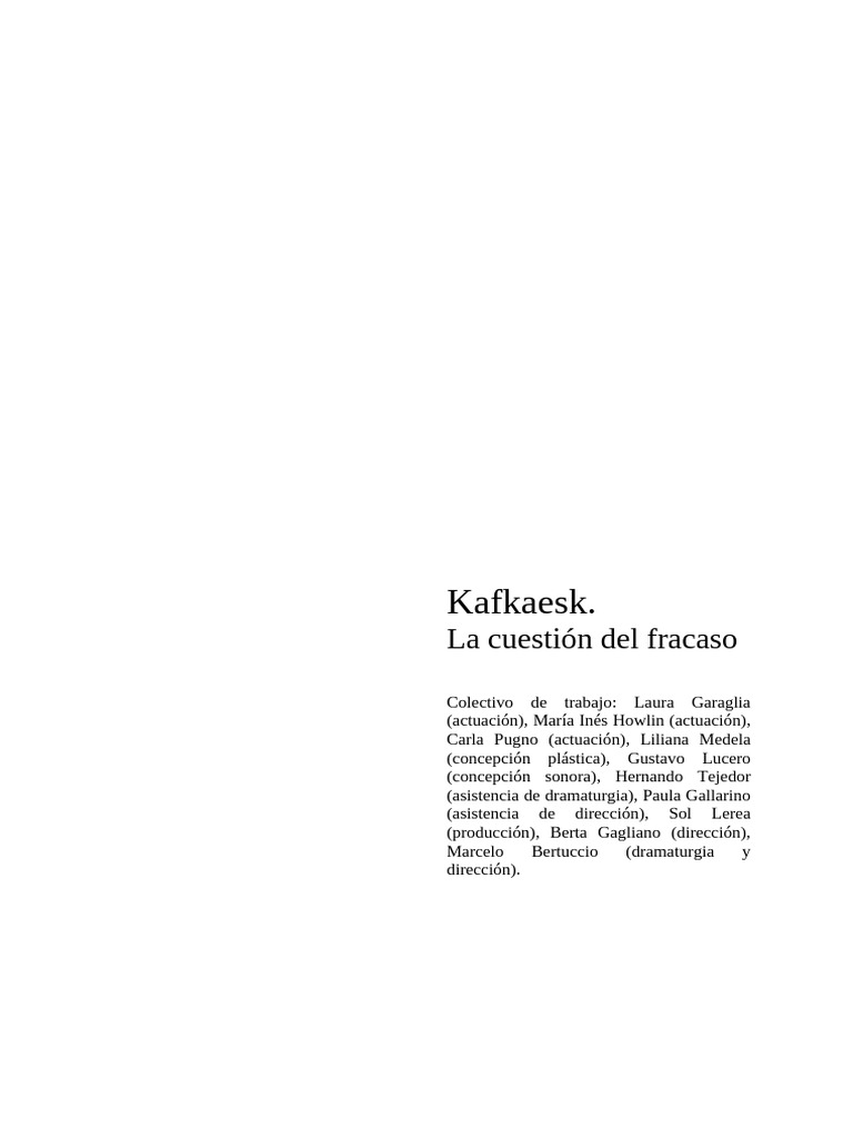 Marcelo Bertuccio - La Cuestión Del Fracaso. Kafkaesk | PDF