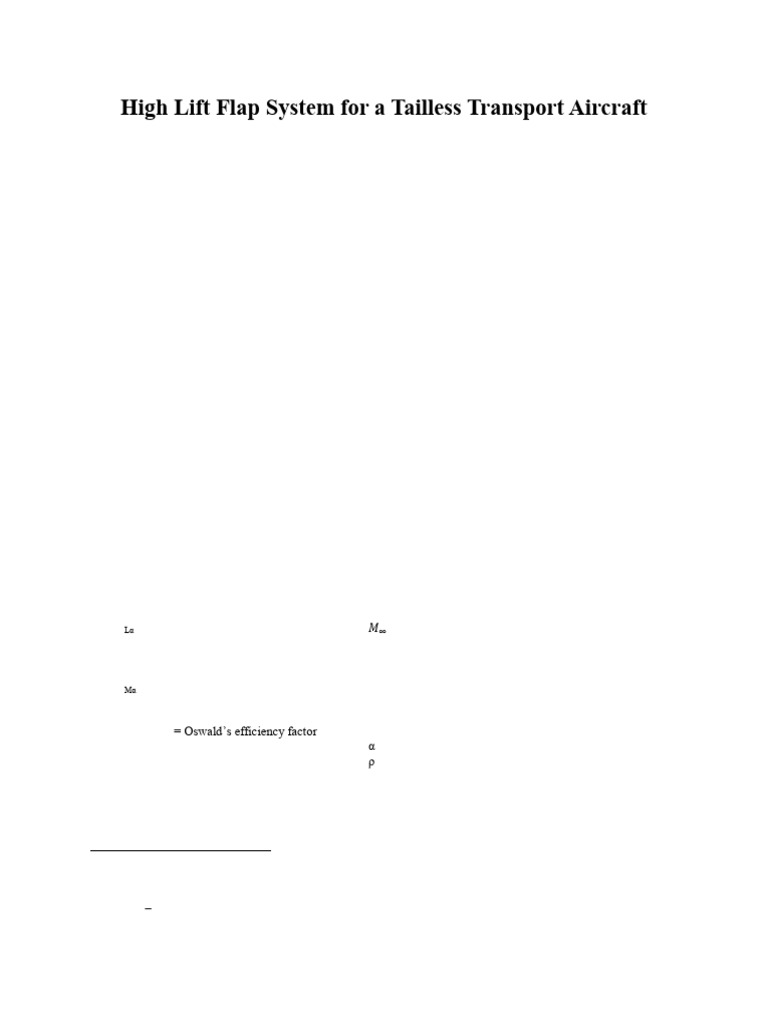 High Lift Flap System for a Tailless Transport Aircraft | PDF