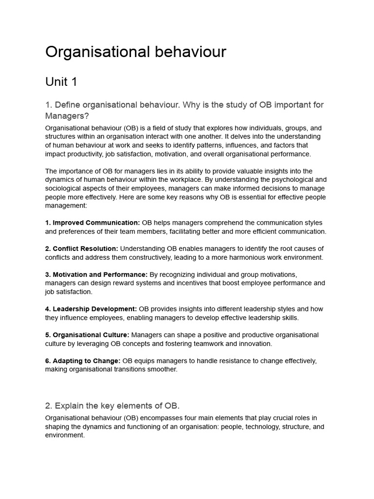 OB Terminal Questions 2 | PDF