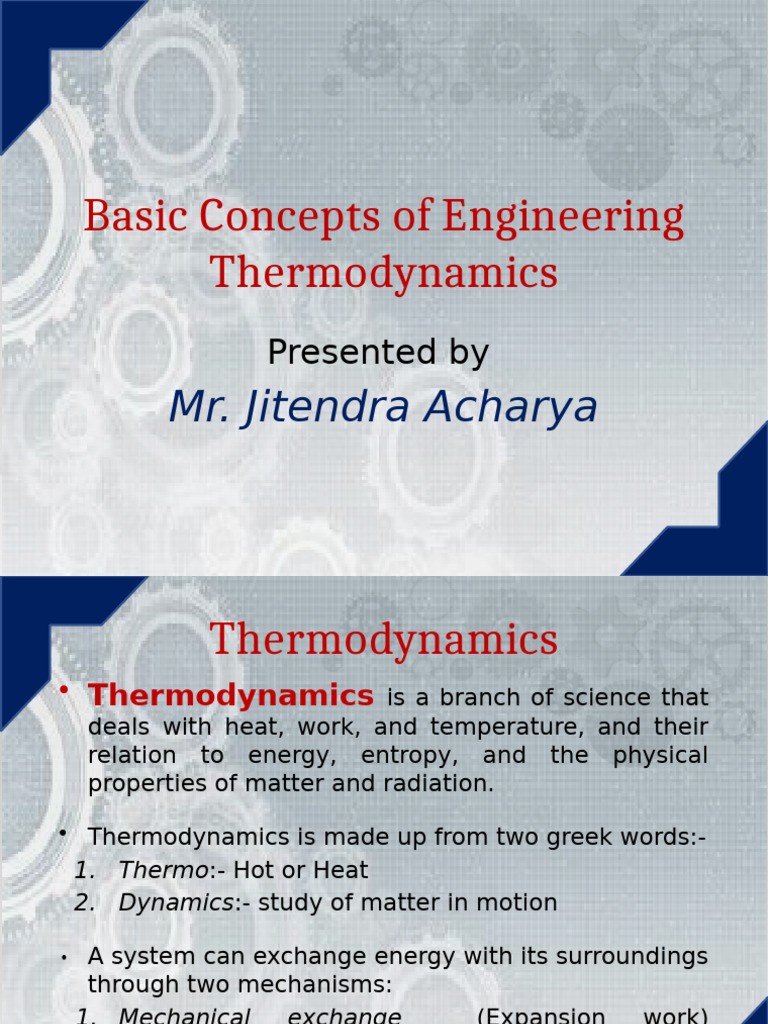 Module 01 - Part 01 Basic Concepts of Thermodynamics | PDF