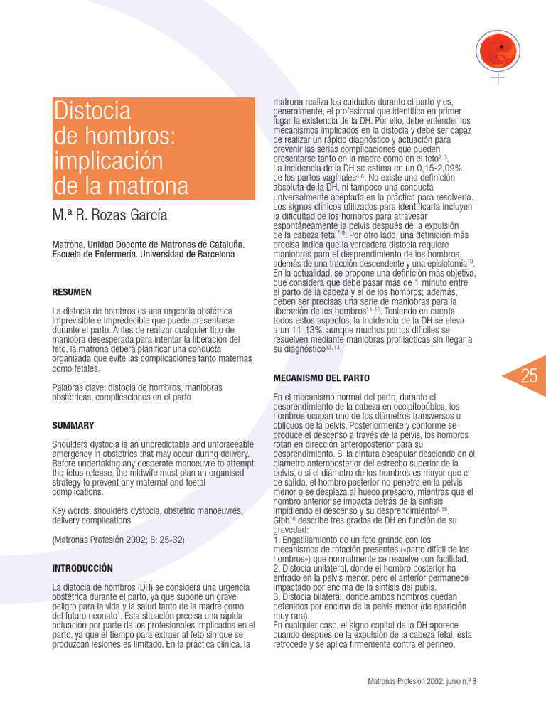 Distocia de Hombros - Implicación de La Matrona | PDF