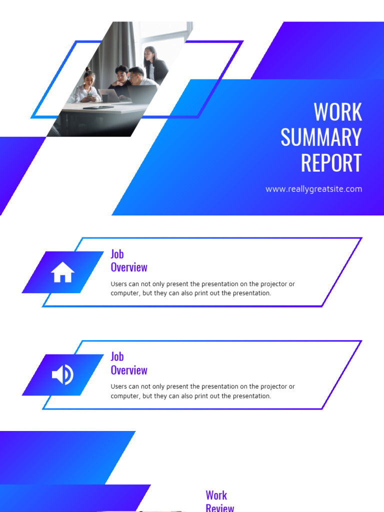 Blue Modern Work Summary Report Presentation Template | PDF