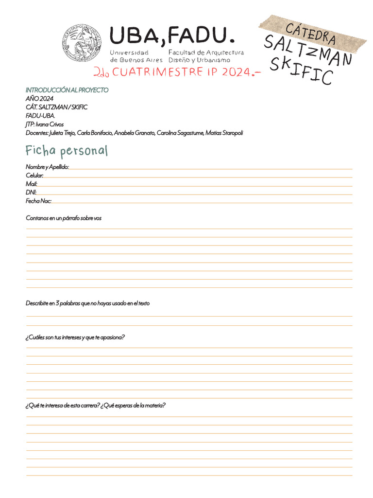 Ficha de Alumnx FADU IP | PDF