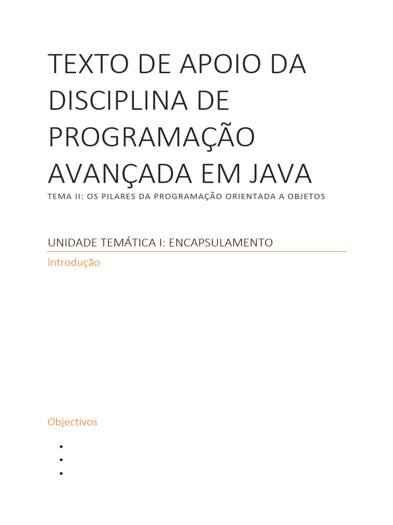 TEXTO DE APOIO - TEMA II Pilares Da Orientação A Objetos | PDF