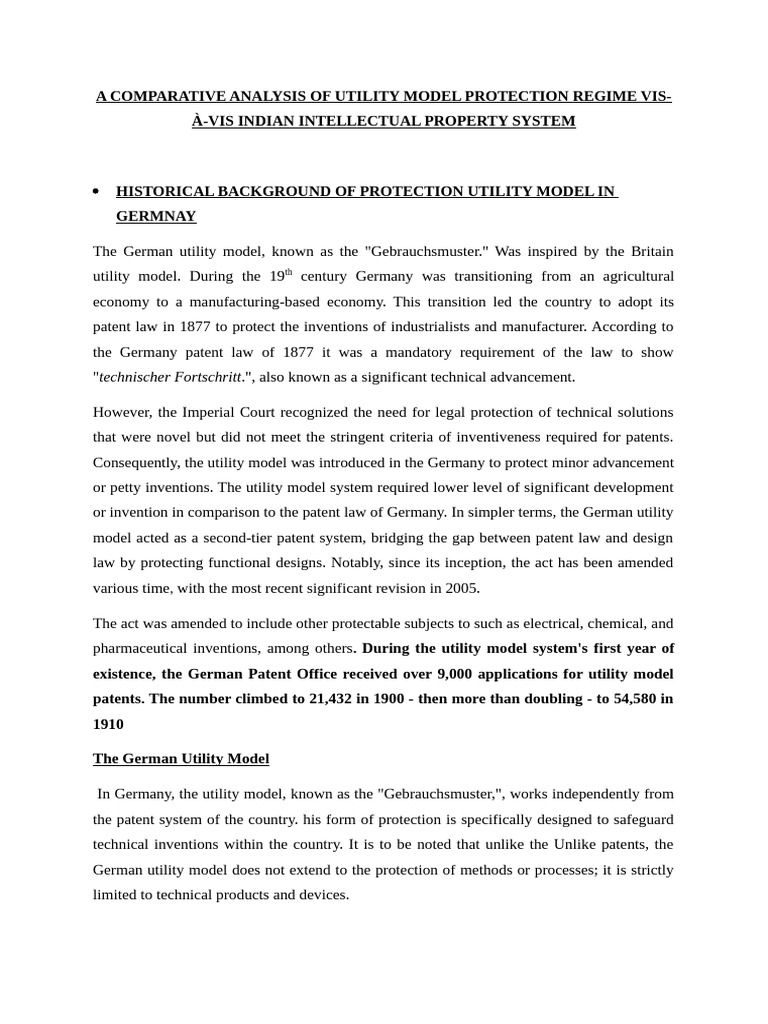 Utility Model Protection Regime | PDF