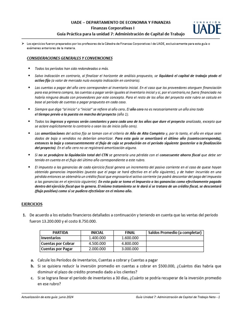 U7 - Administración de Capital de Trabajo - 2024 | PDF