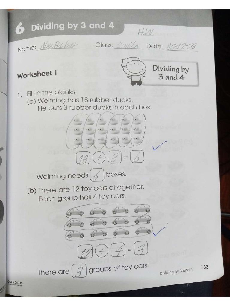 L2 math dividing by 3 and 4 workbook pdf | PDF