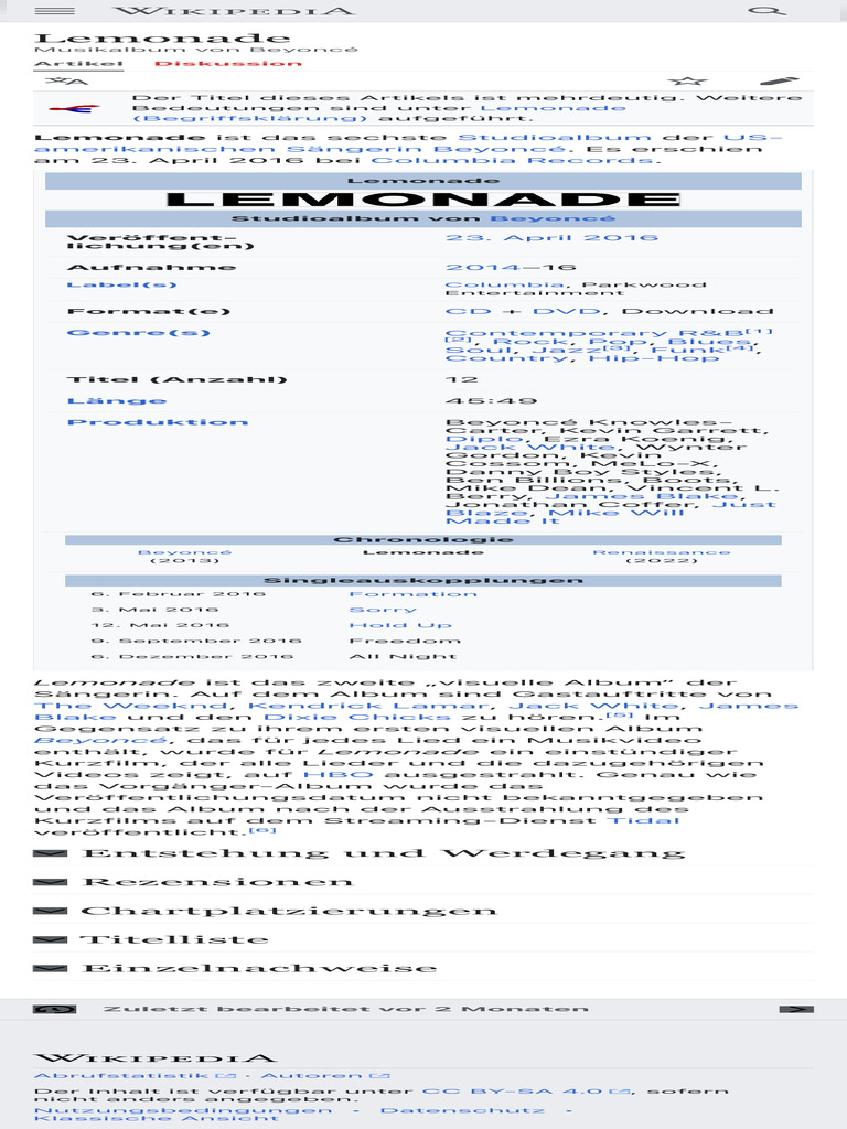 Lemonade - Wikipedia | PDF