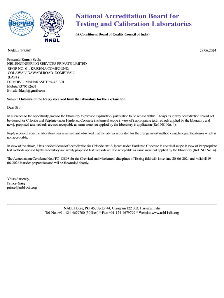 NABL Certificate | PDF