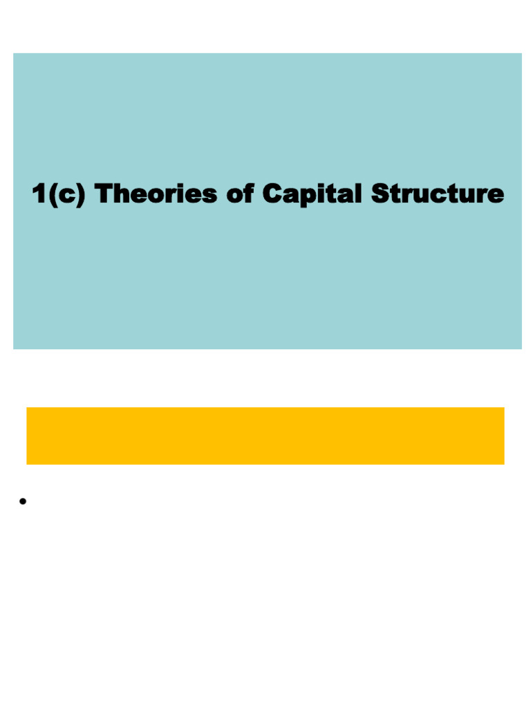 Chapter 1 (C) Theories of Capital Structue | PDF