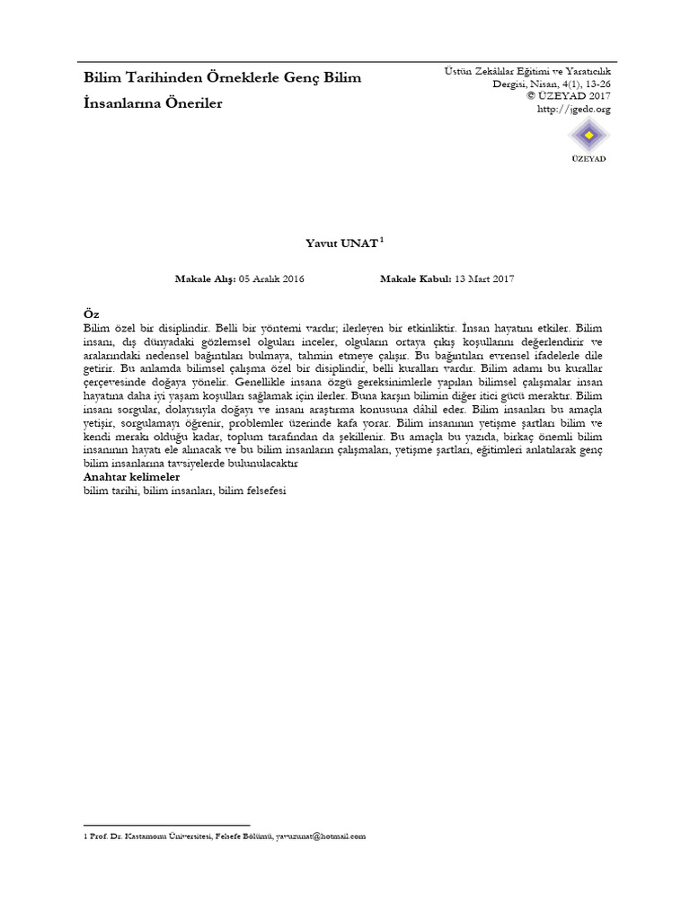 Bilim Tarihinden - Rneklerle Gen - Bilim - Nsanlar - Na - Neriler ( | PDF