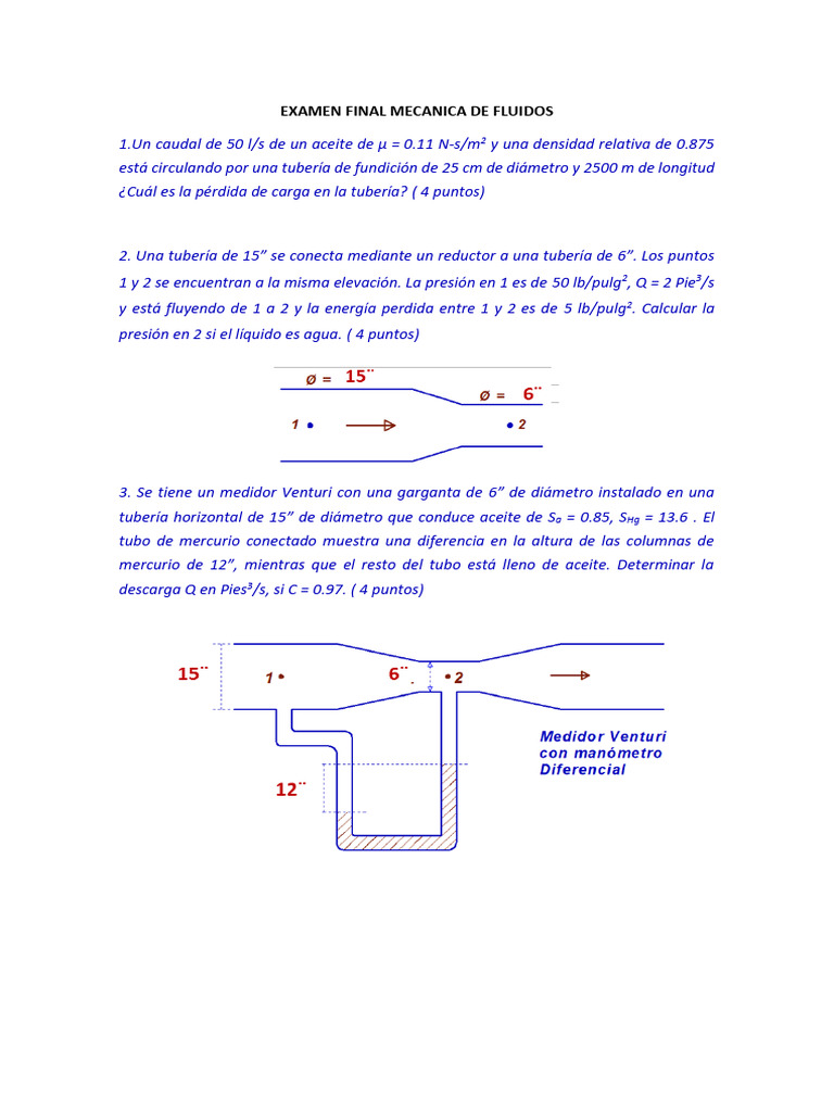 Examen Final - Mecánica de Fluidos | PDF