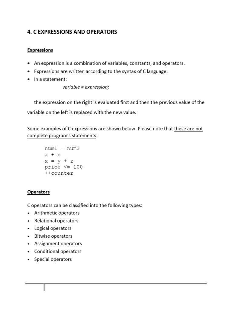 4 - Expressions and Operators | PDF