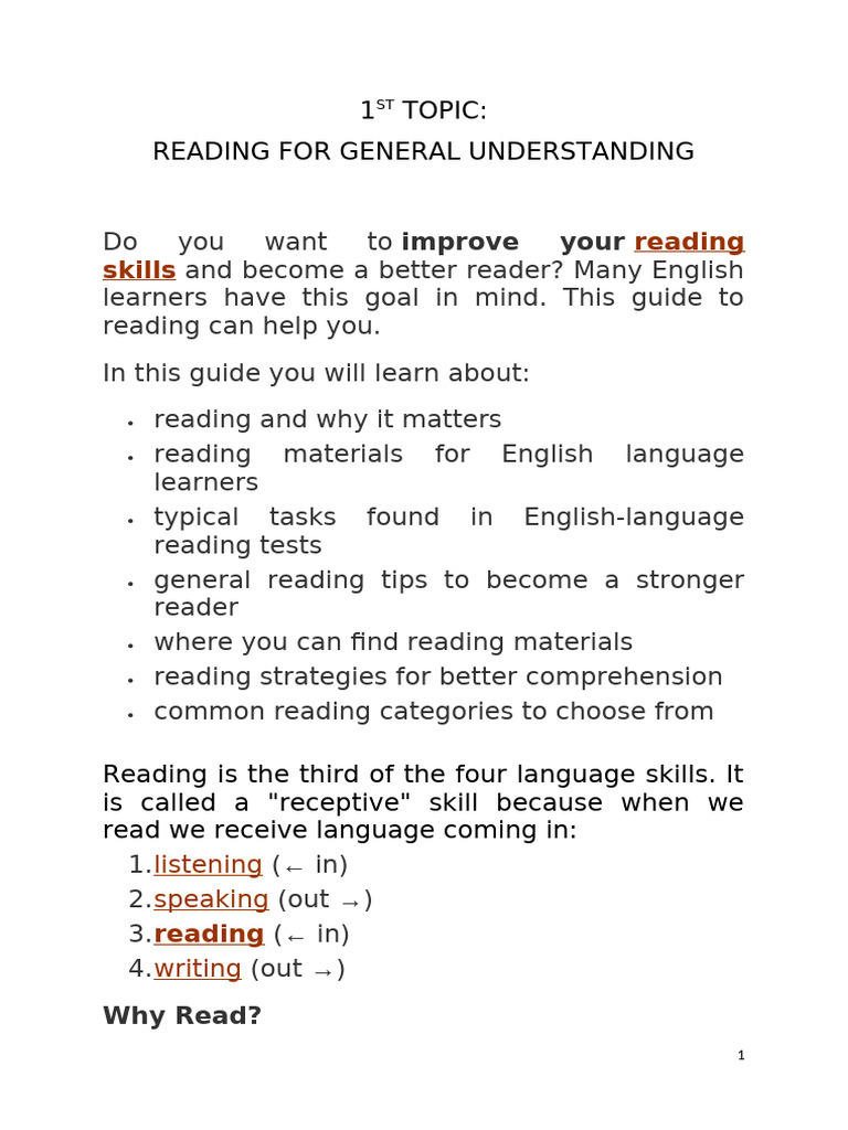 Academic Reading Topics For 16 Meetings | PDF | Reading Comprehension ...