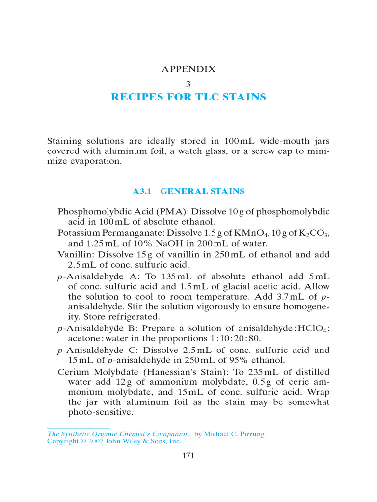 TLC Stain Recipes | PDF