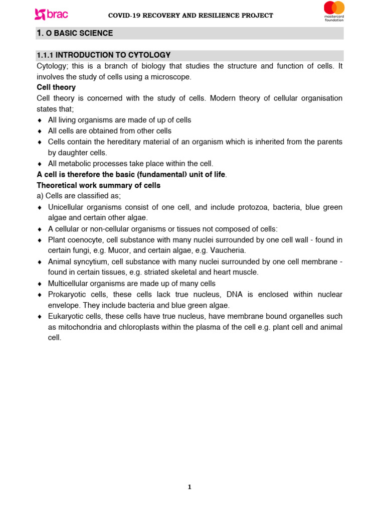 Topic 1-Basic Science I | PDF