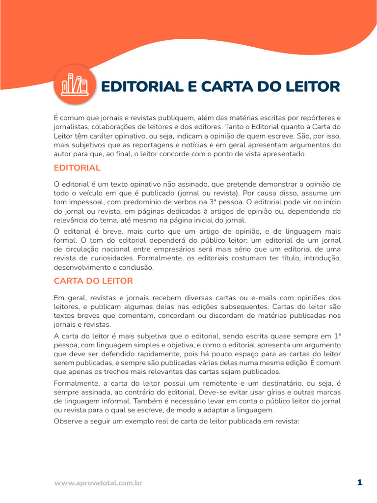 POR AP GÊNEROS TEXTUAIS Editorial e Carta Do Leitor | PDF