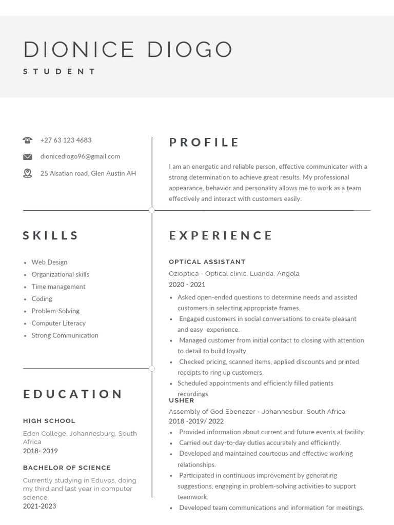 Dionice Diogo CV (Emailing) | PDF