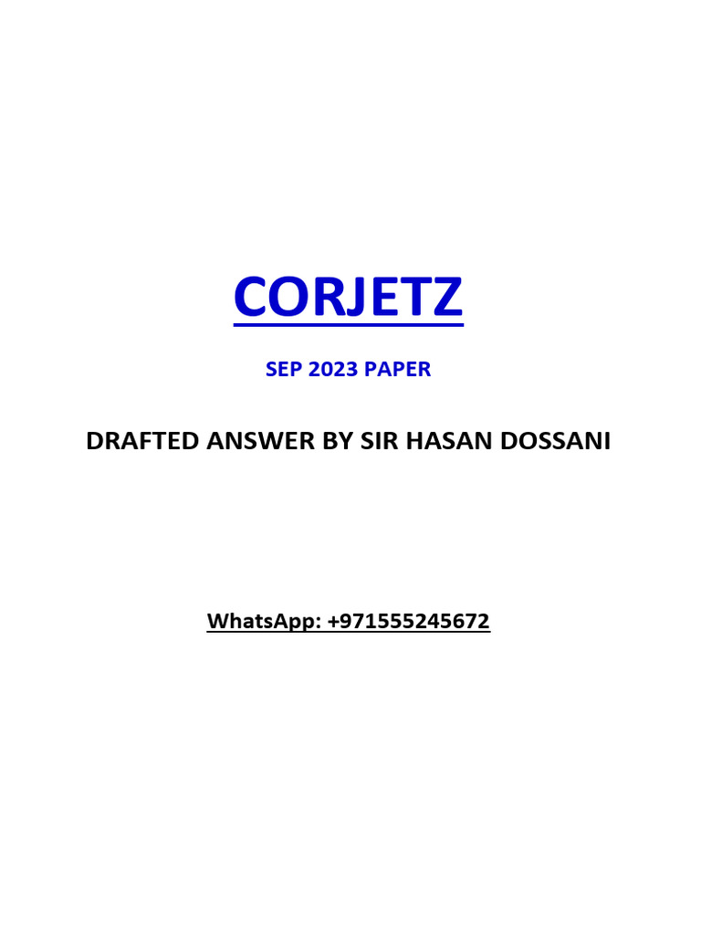 16 - Corjetz (SBL SEP 2023) - Answer by Sir Hasan Dossani (Full Draft ...