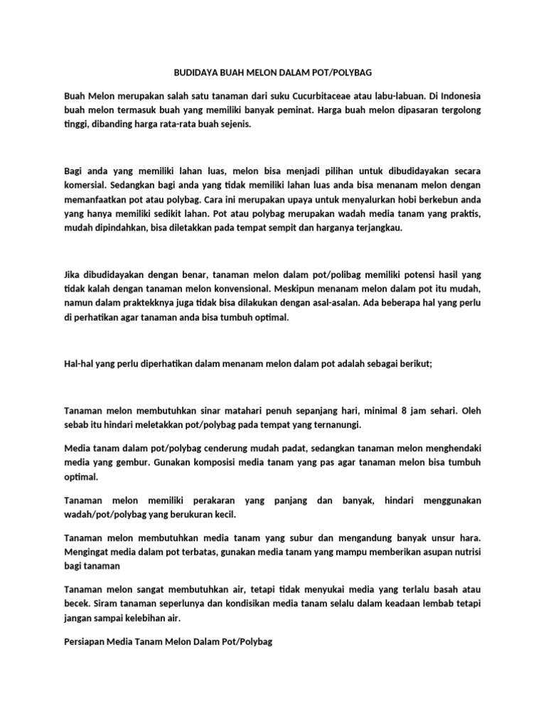 Budidaya Buah Melon | PDF