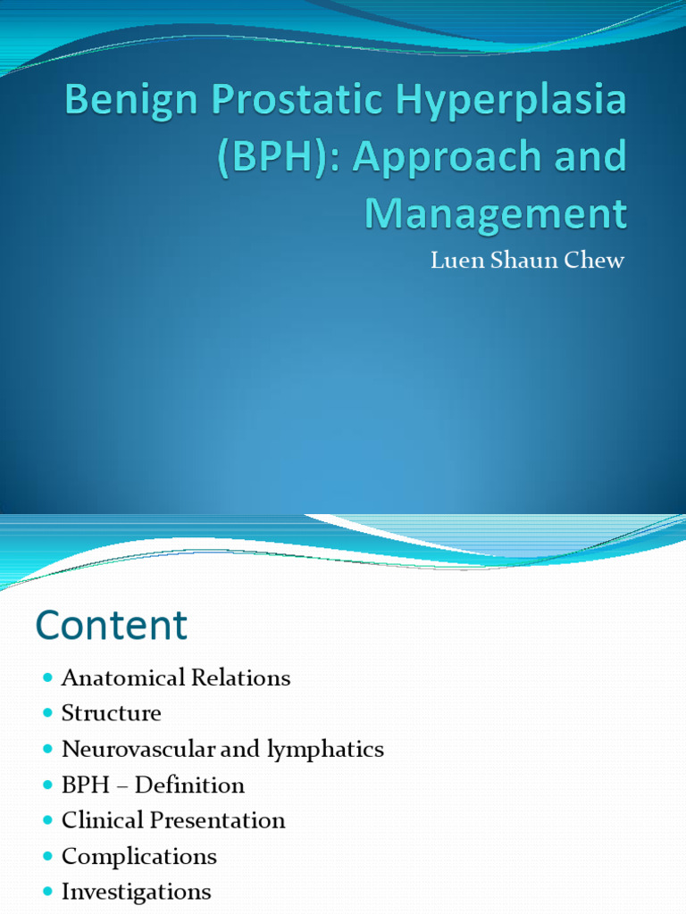 BPH Anatomy, Presentation, and Management | PDF | Prostate | Self ...