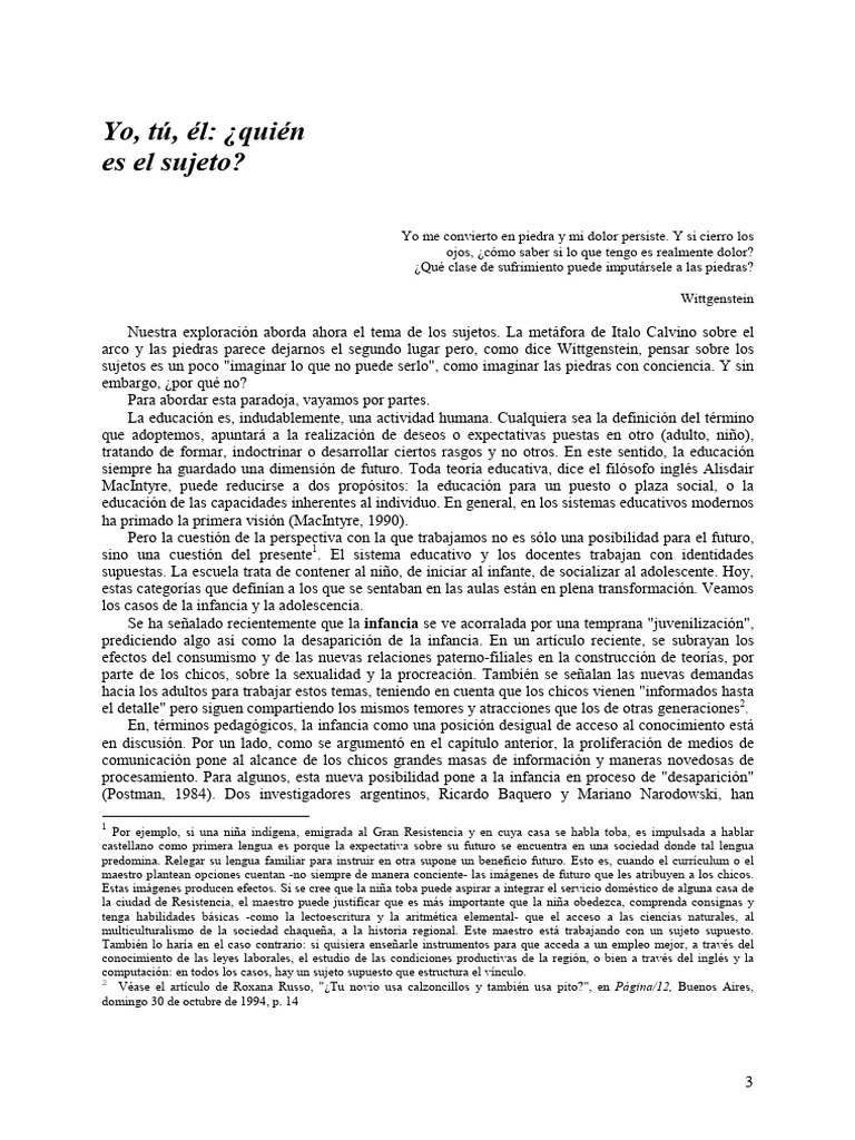 Yo, Tu El Quien Es El Sujeto DUSSEL CARUSSO | PDF