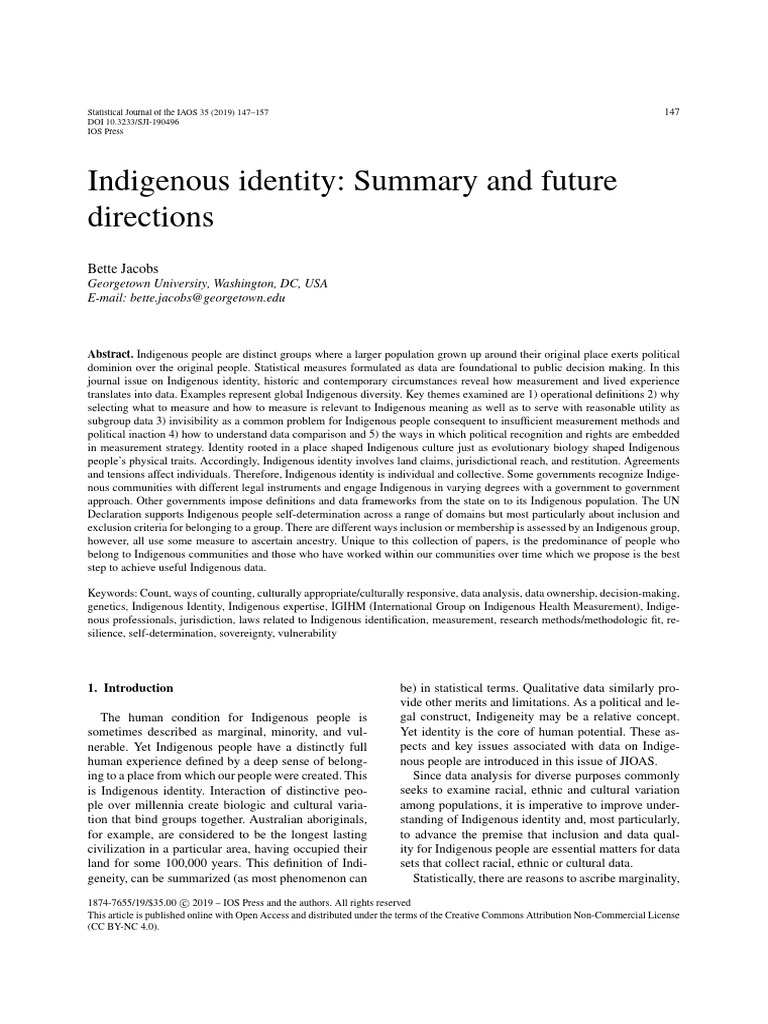 Indigenous Identity Summary and Future Directions | PDF