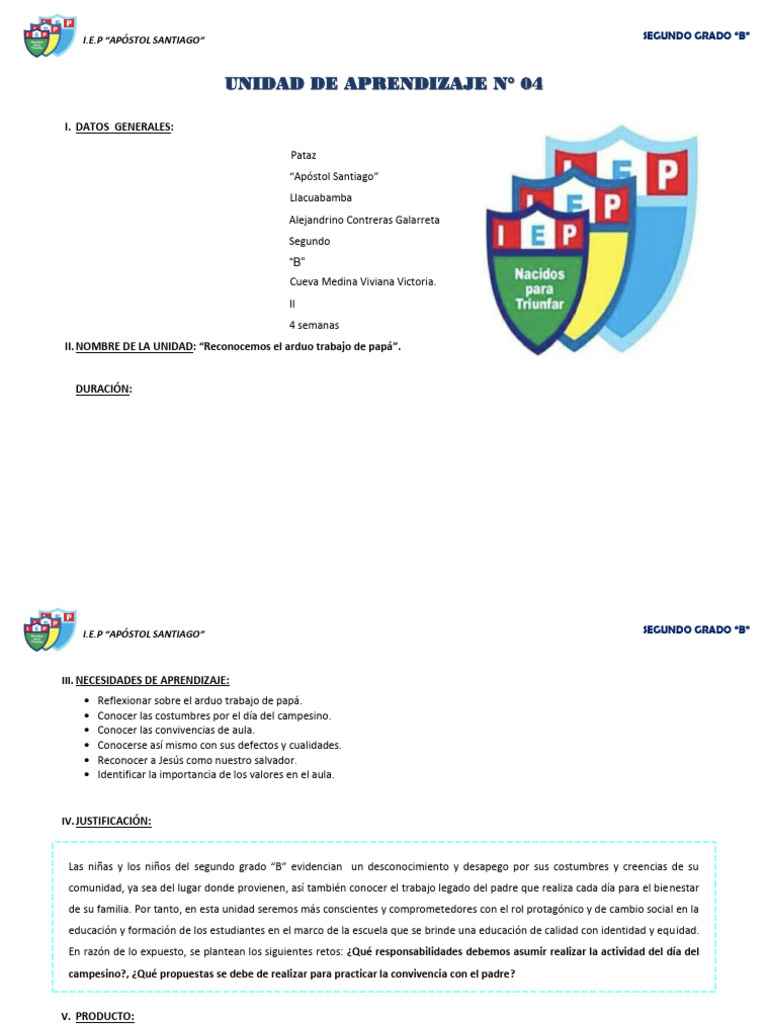 Iv Unidad - Segundo B | PDF