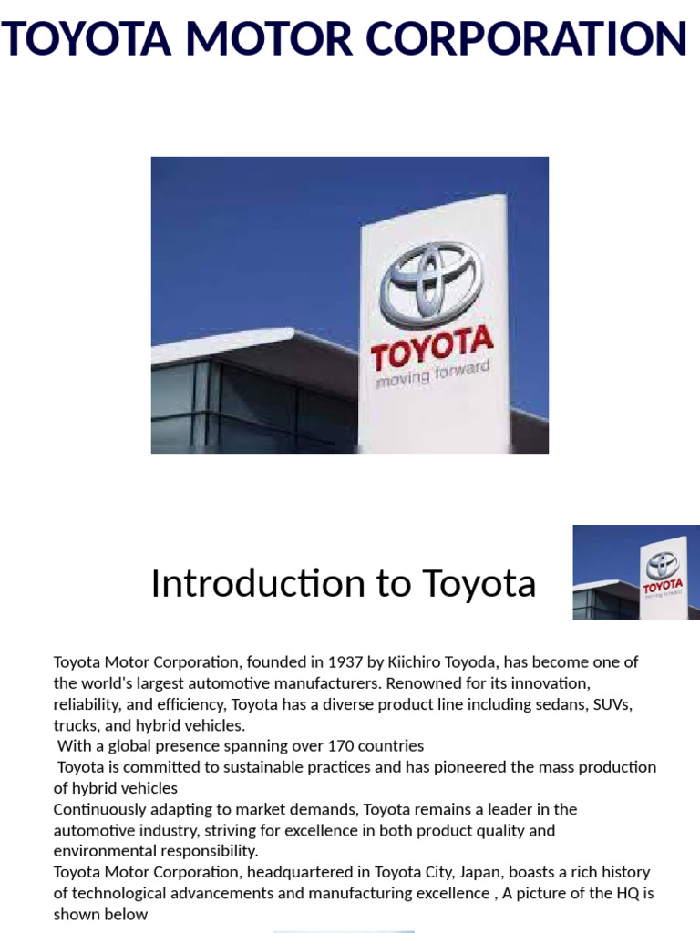 Introduction To Toyota | PDF | Toyota | Finance & Money Management