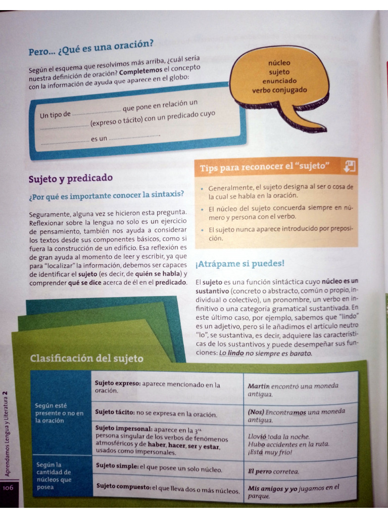 Oración, Sujeto y Predicado | PDF