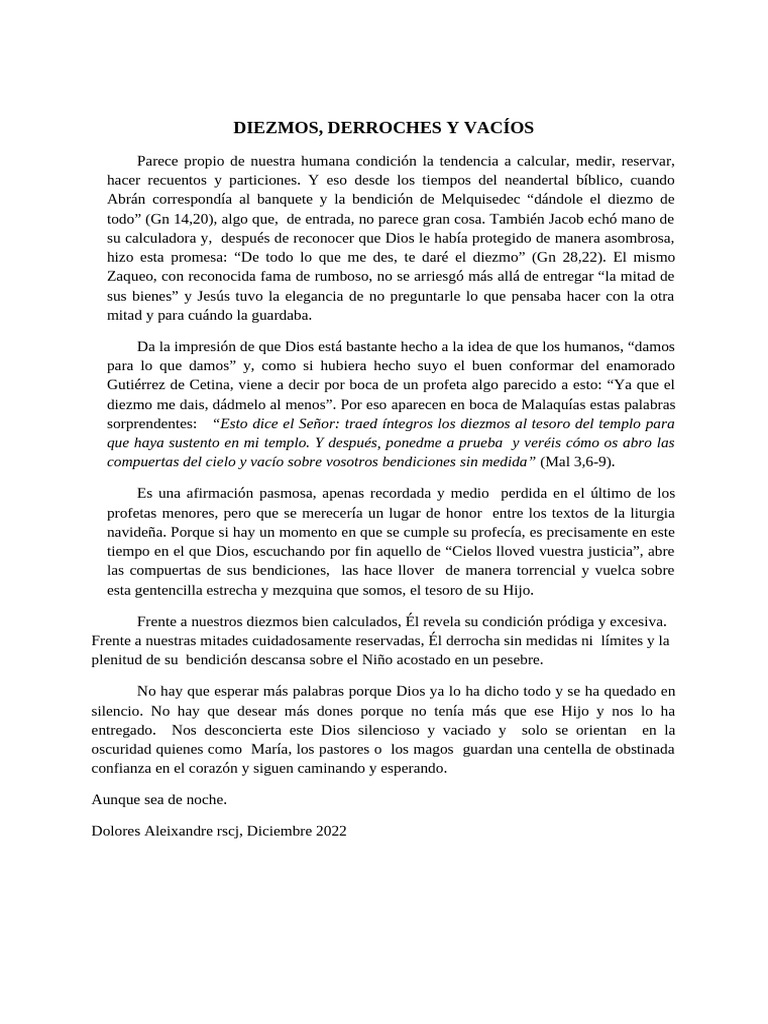 Diezmos, Derroches y Vacíos | PDF