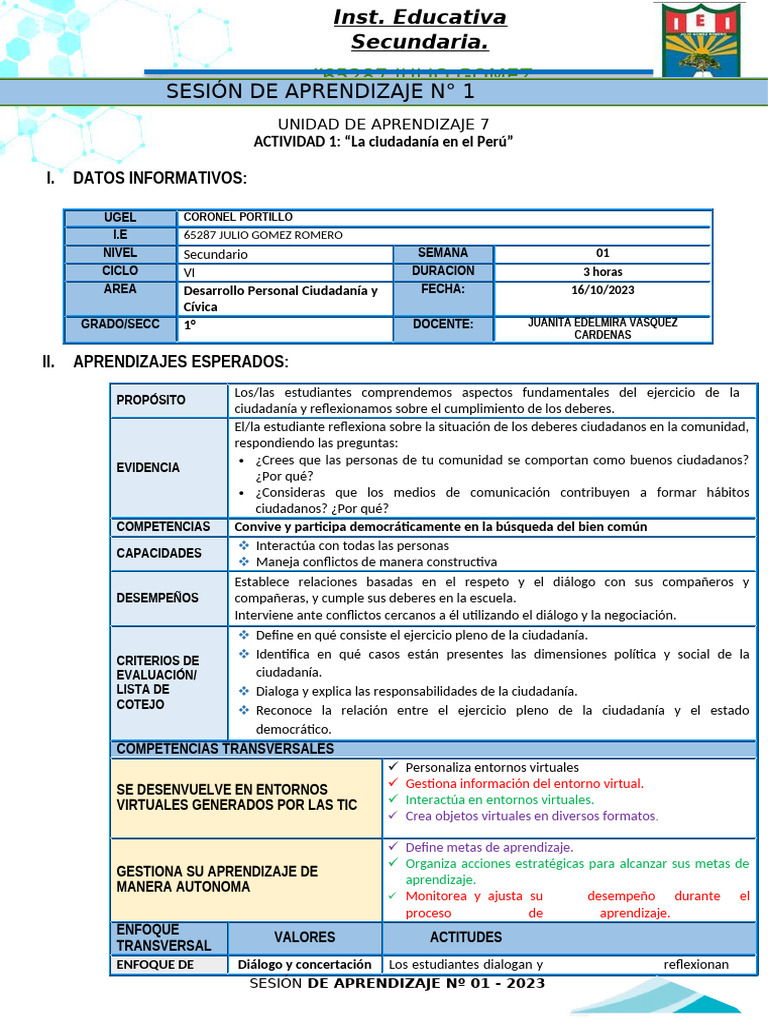 1º DPCC - Ses 1 Uni 7 - Sem 01 | PDF