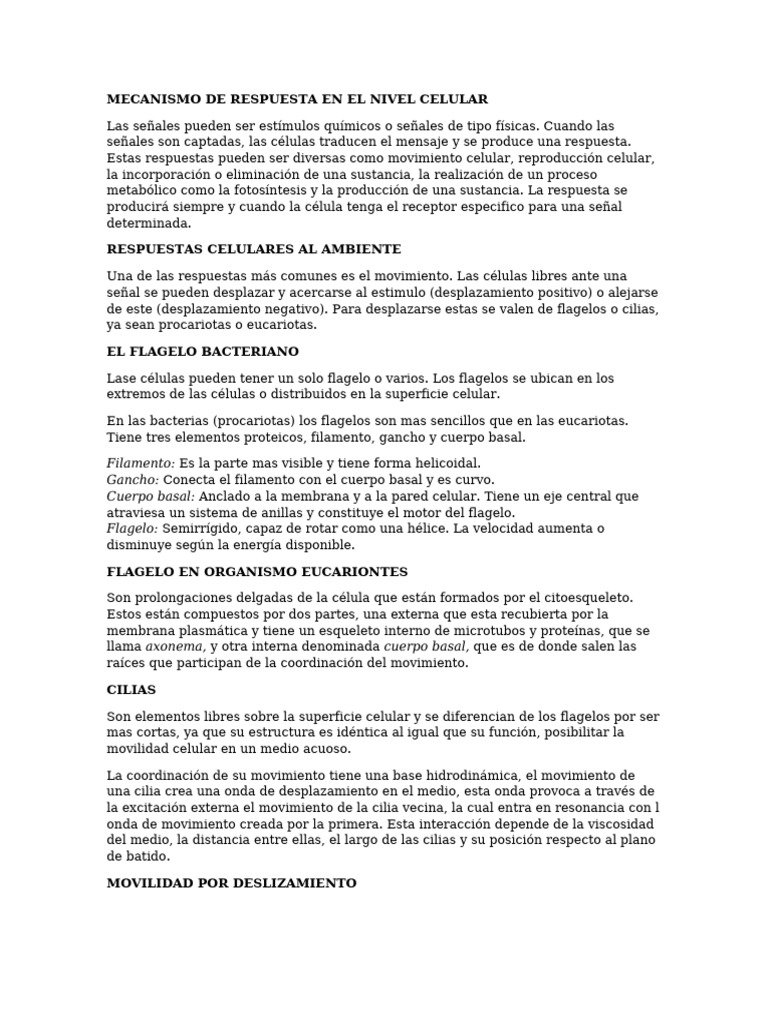 Resumen Movimiento Celular | PDF