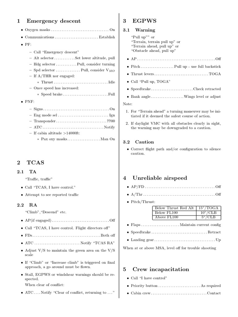 Memory-Items A320 | PDF