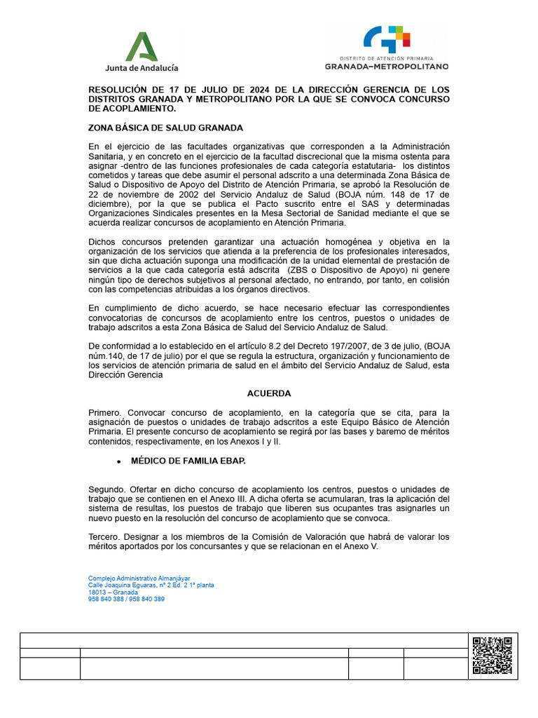 GRANADA RES CONV M DICO FAMILIA EBAP 2024 Firmado | PDF | Granada | Finanzas y dinero