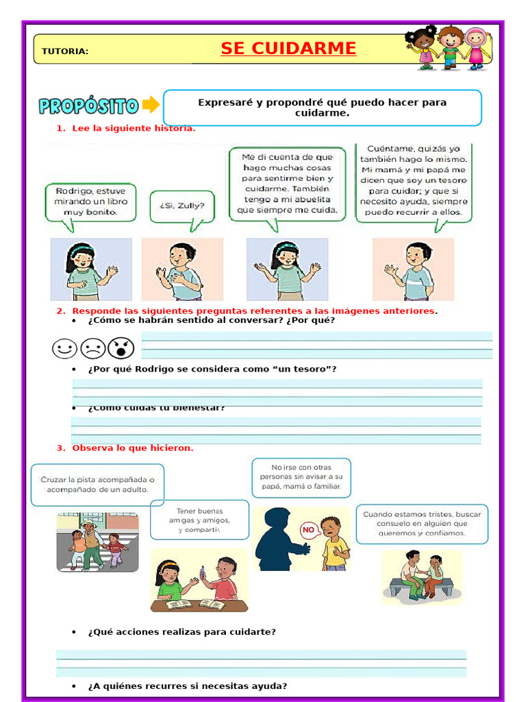 U5 S3 Ficha D5 Tutoria Se Cuidarme | PDF
