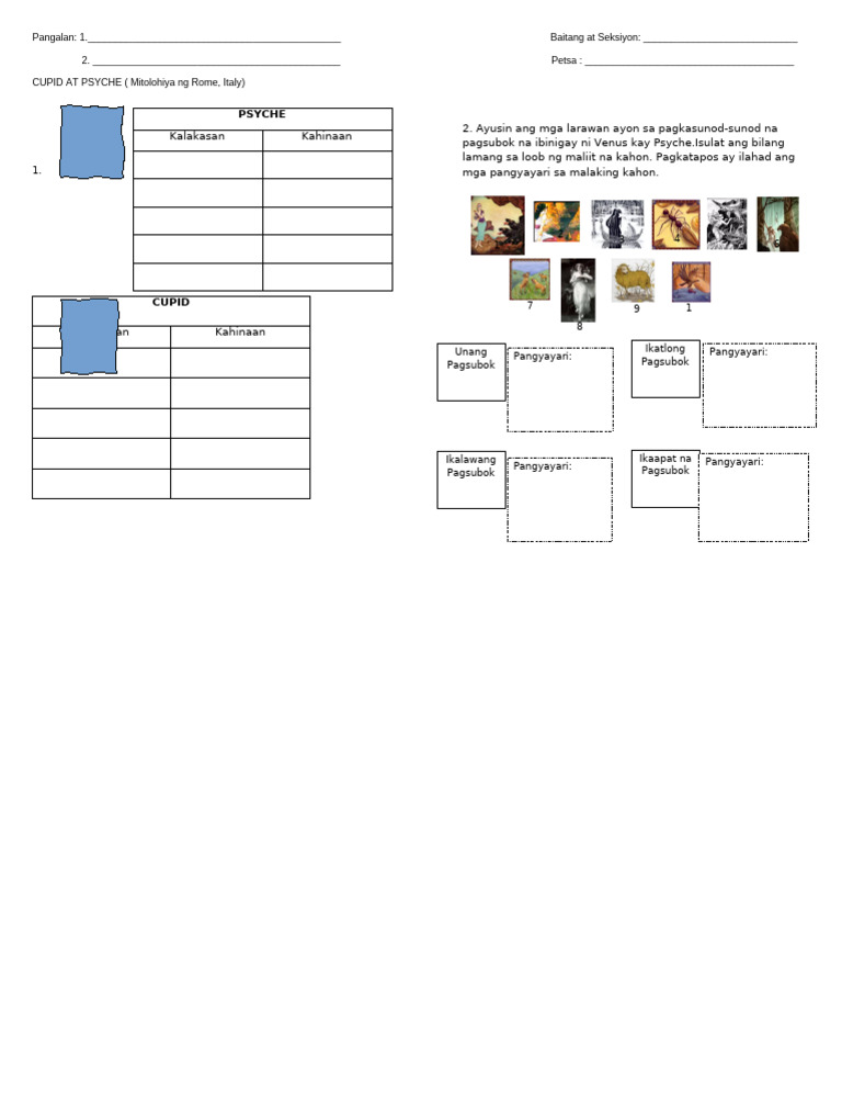 Cupid at Psyche Activity | PDF
