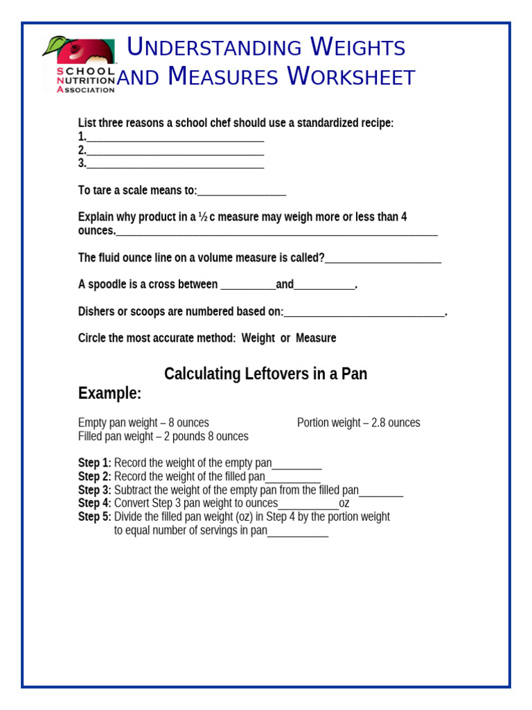 Handout - Weights and Measures | PDF