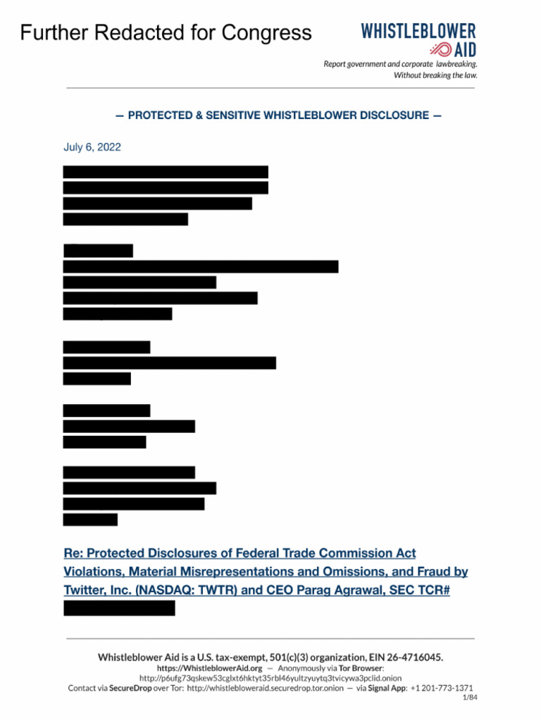 Twitter Whistleblower Disclosure | PDF