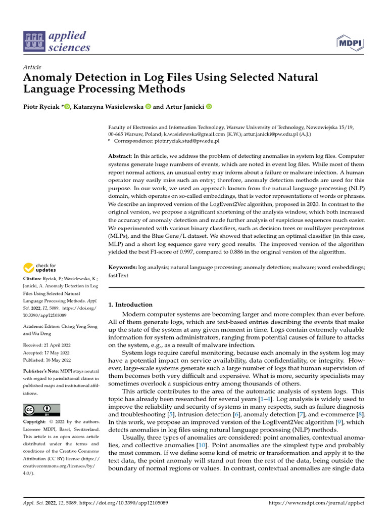 Anomaly Detection On Logs | PDF